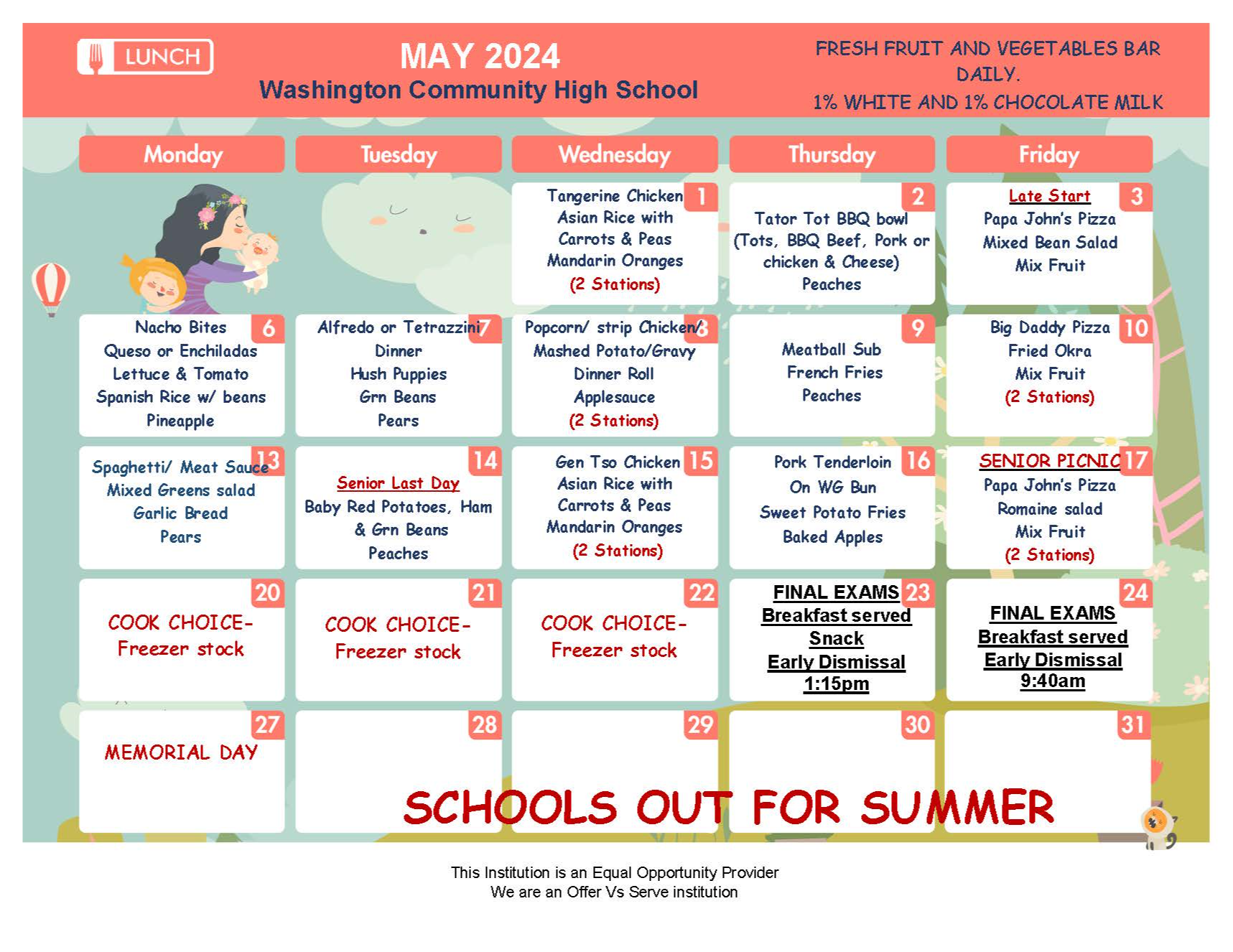 Menu | Washington Community High School
