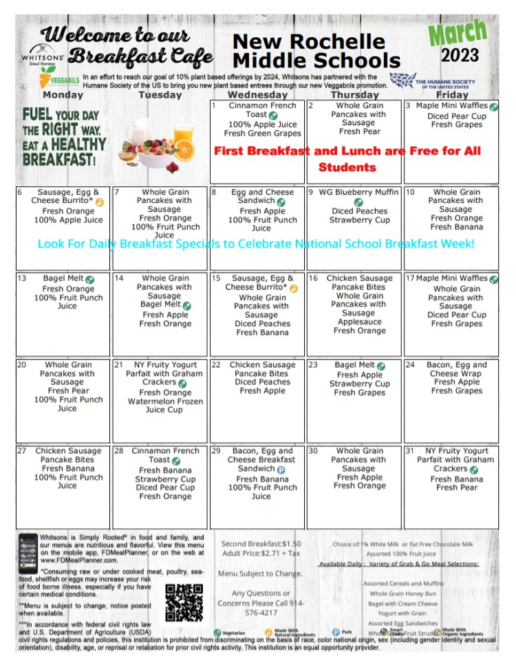 Menu at a Glance | Isaac E. Young Middle School