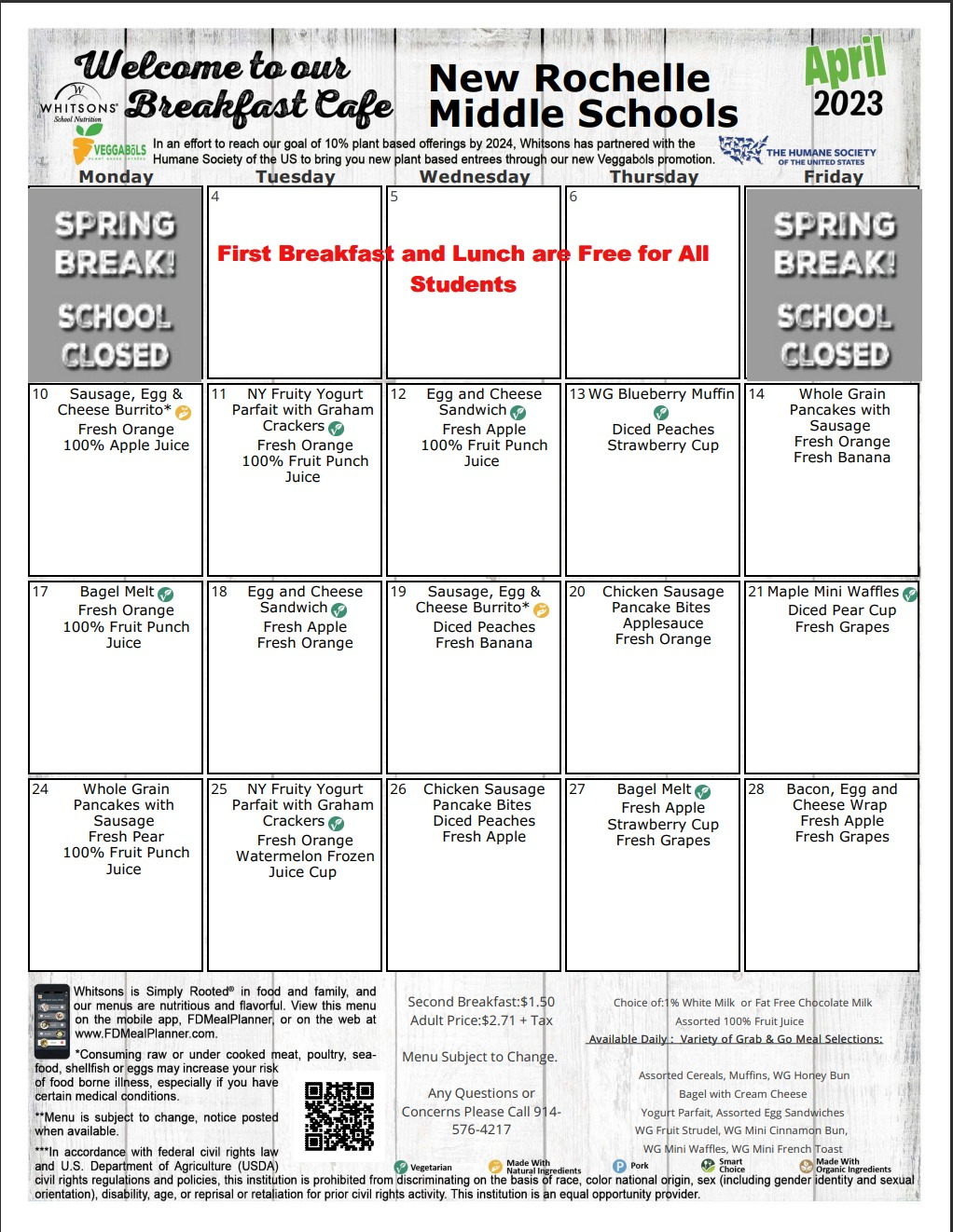 Menu at a Glance | Isaac E. Young Middle School
