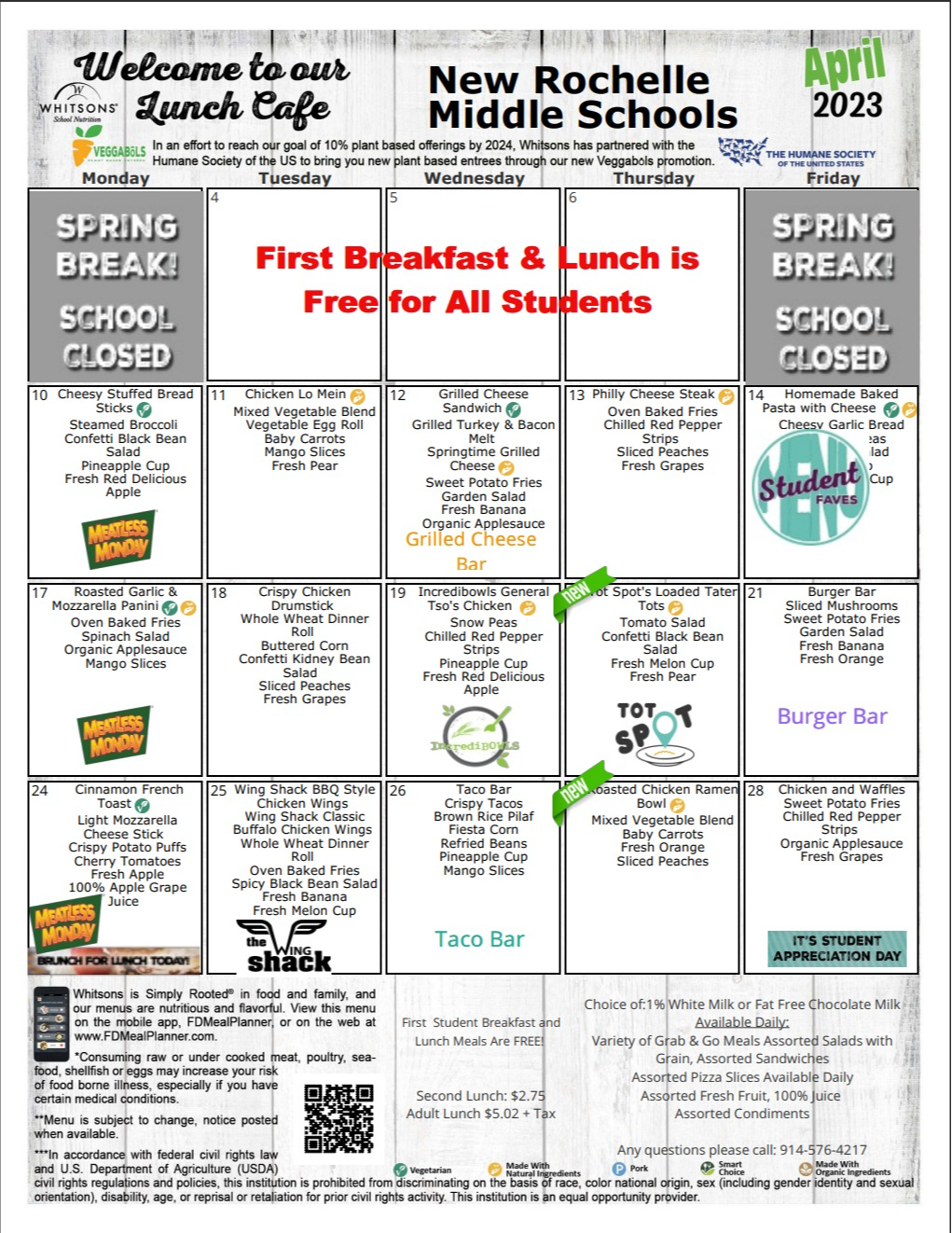 Menu at a Glance | Isaac E. Young Middle School