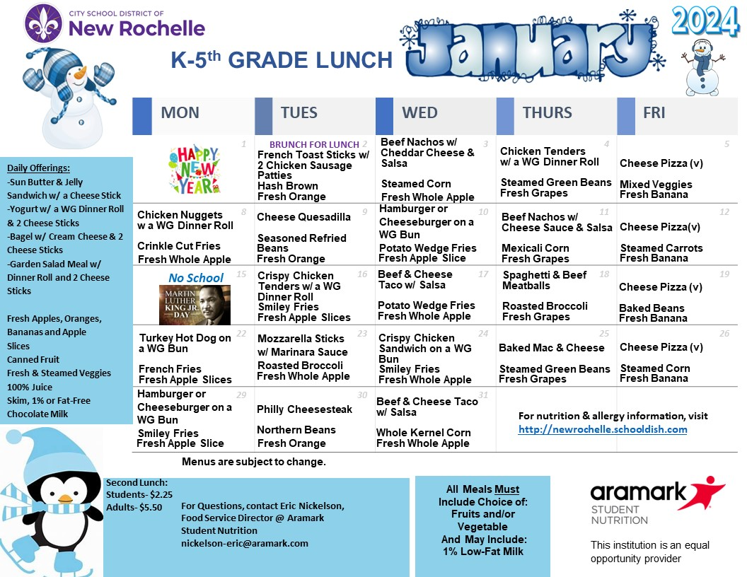 Menu at a Glance | William B. Ward Elementary School