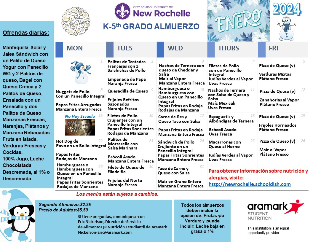 Menu at a Glance | William B. Ward Elementary School