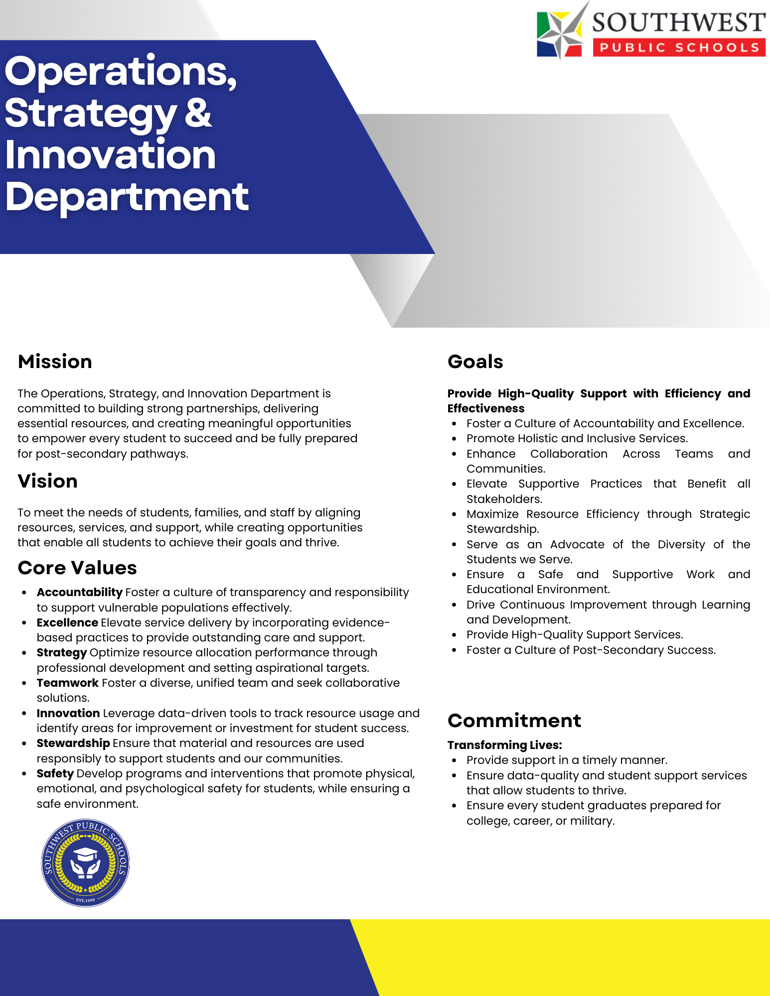 Operations, Innovation, & Strategy | Southwest Public Schools