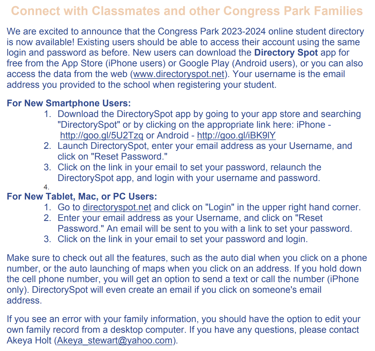 October 6 Newsletter | Congress Park School