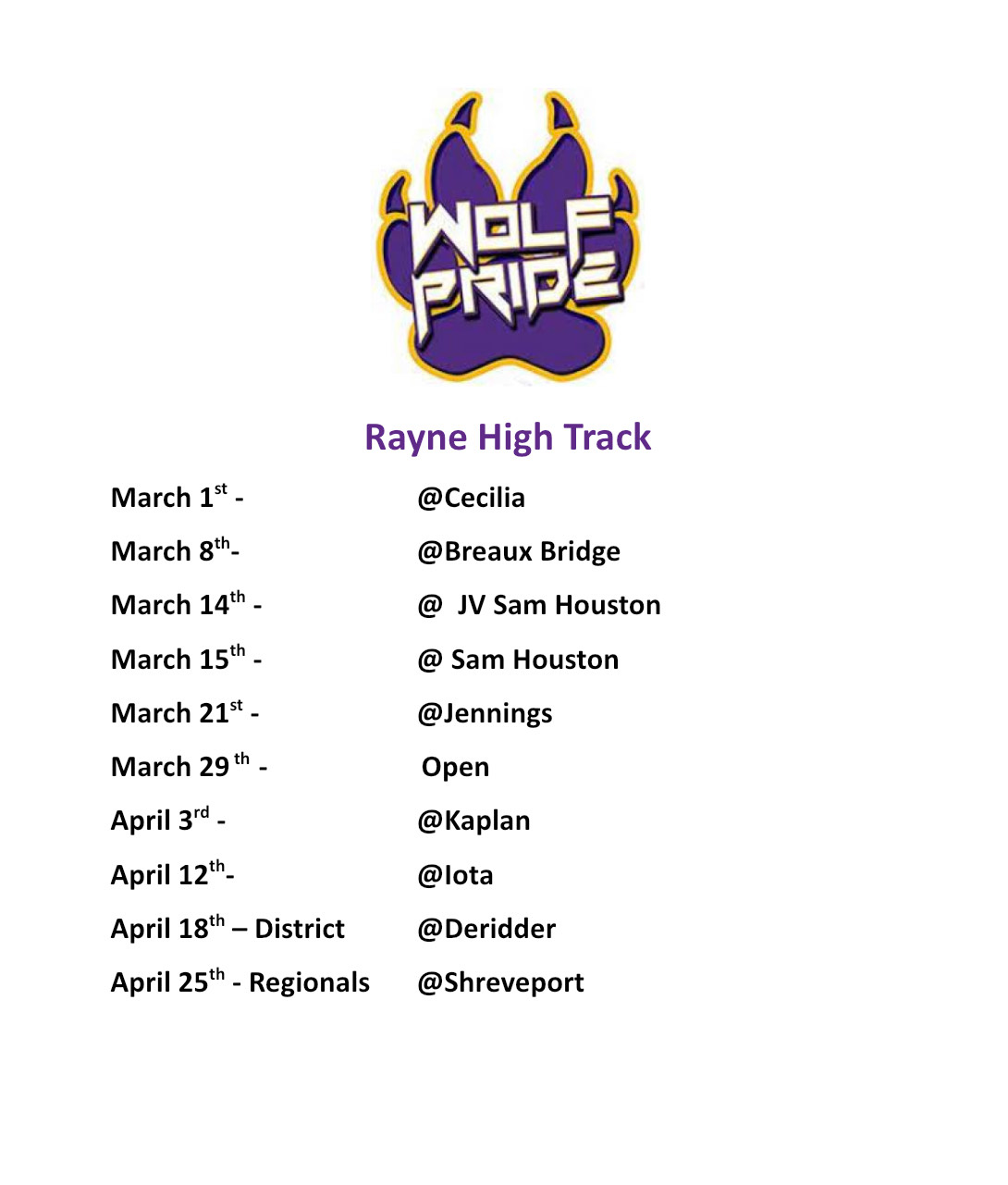 Track | RAYNE HIGH SCHOOL