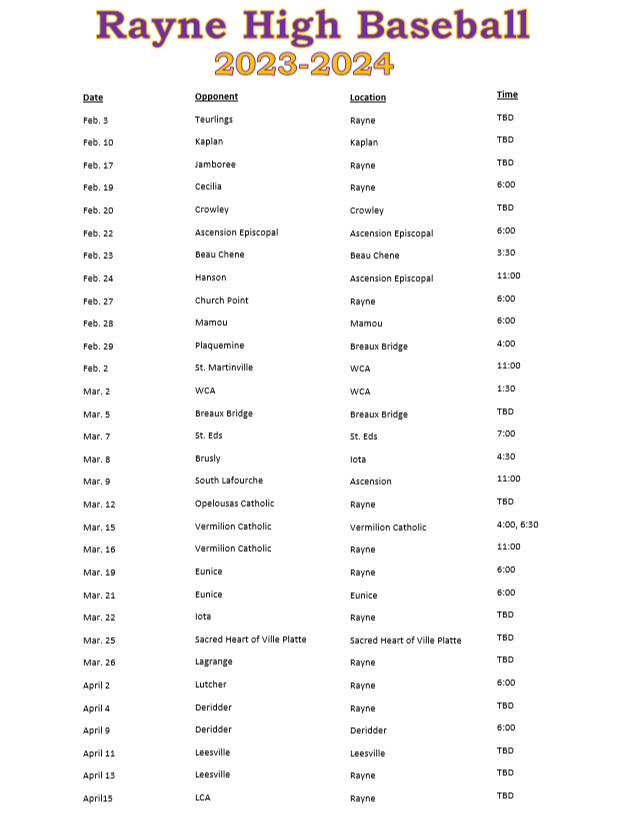 Baseball | RAYNE HIGH SCHOOL