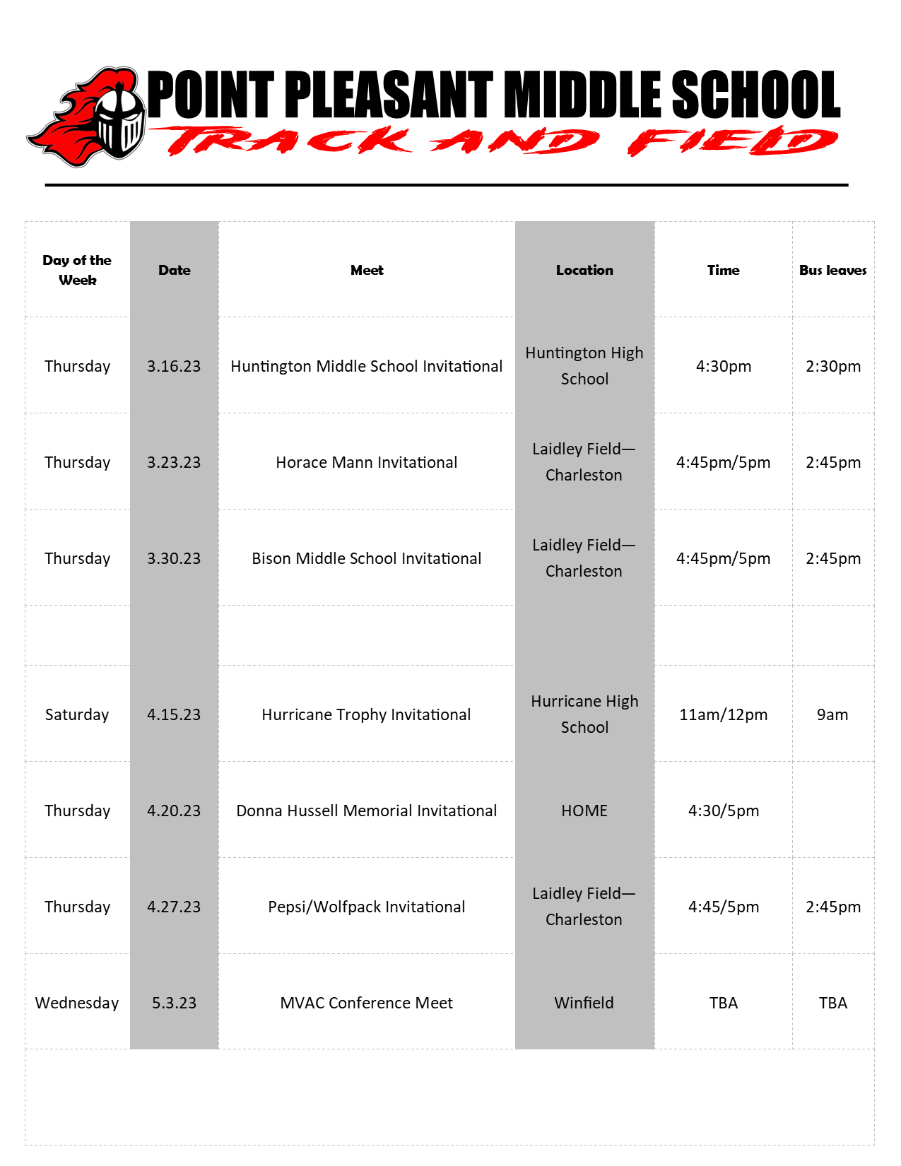 MS TRACK | Point Pleasant Junior/Senior High School
