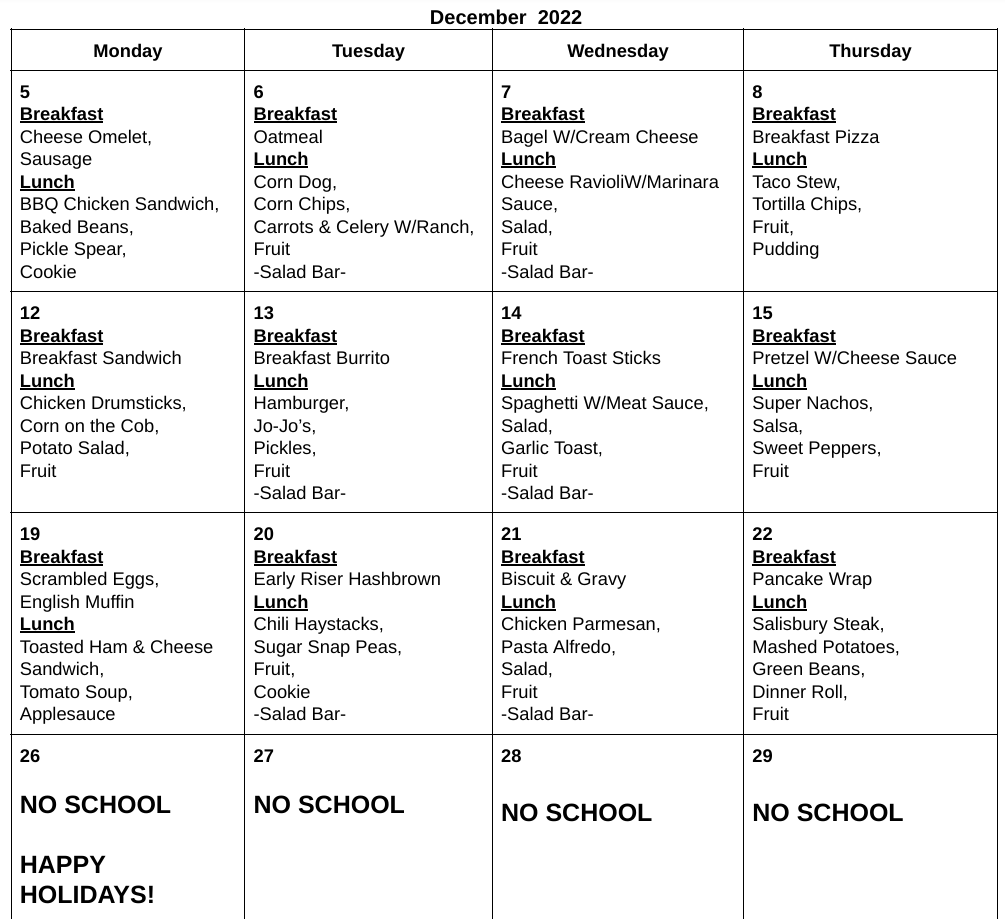 Lunch Menu Victor Public School Lunch Menu Victor Public School