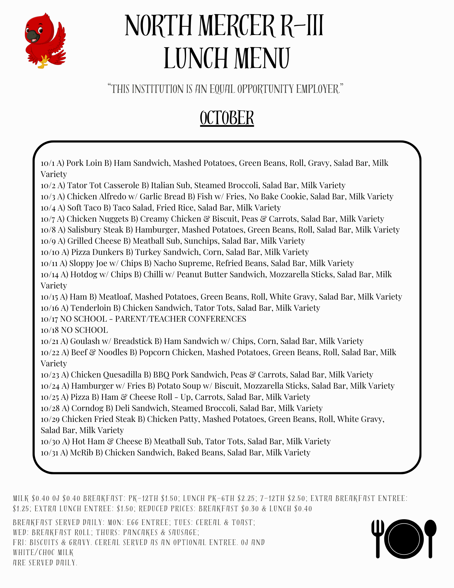 Lunch Menu | North Mercer School District