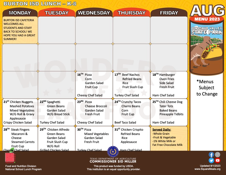 Child Nutrition | Burton Independent School District