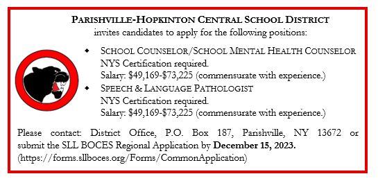 Employment | Parishville-Hopkinton Central School District