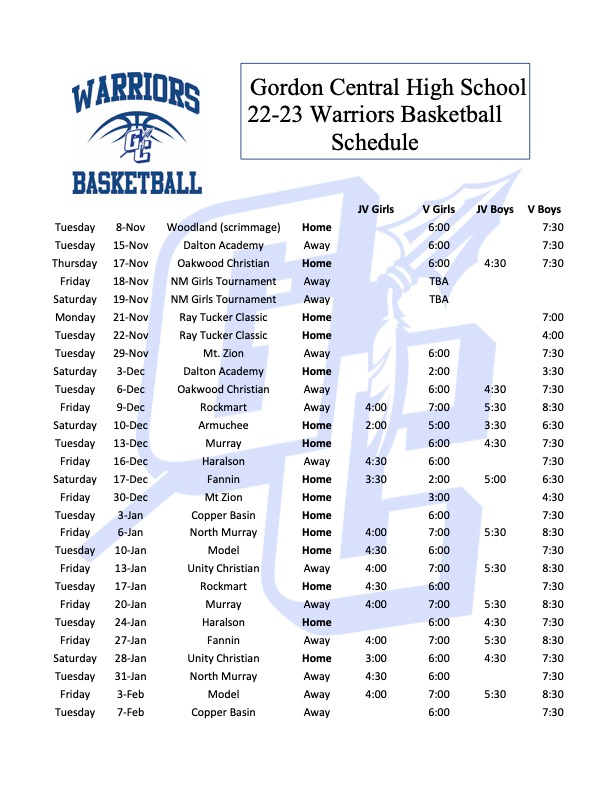 Basketball | Gordon Central High School