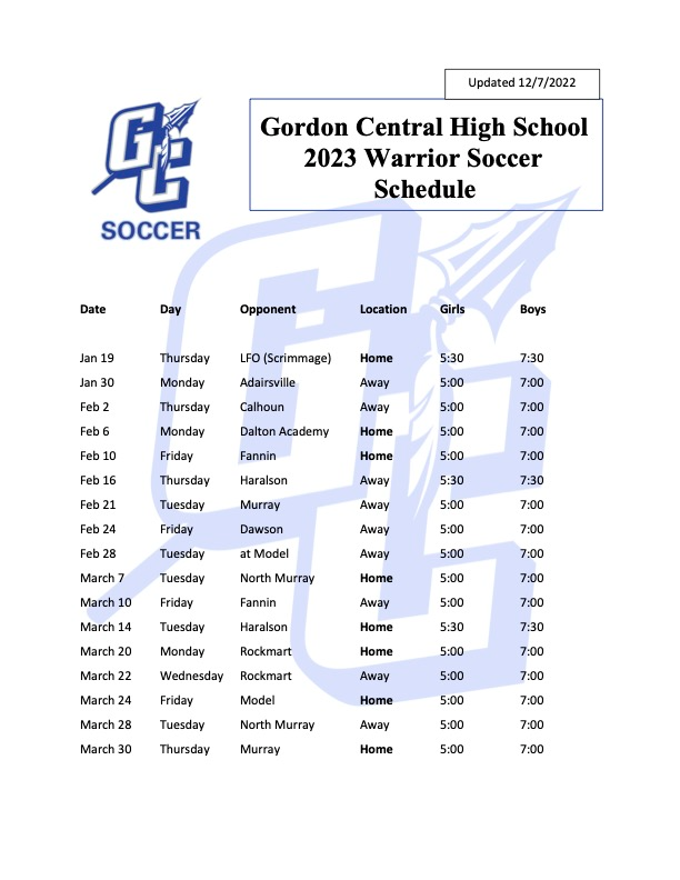 Soccer | Gordon Central High School
