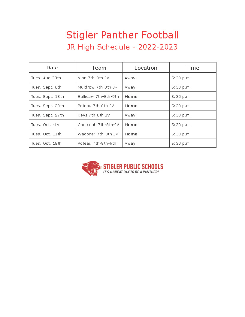 Junior High Football | STIGLER PUBLIC SCHOOLS