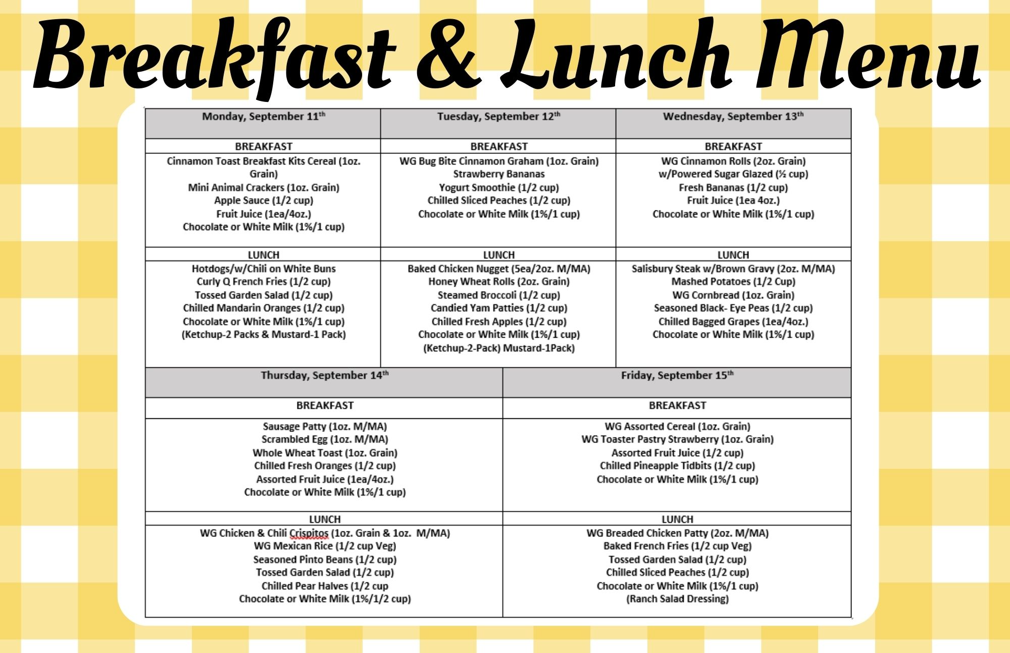 Lunch Menu | Riverside Elementary