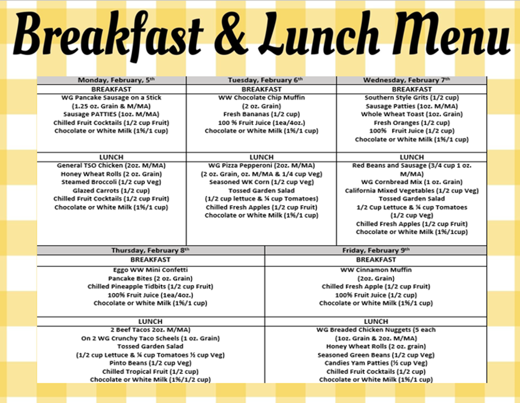 Lunch Menu | Riverside Elementary