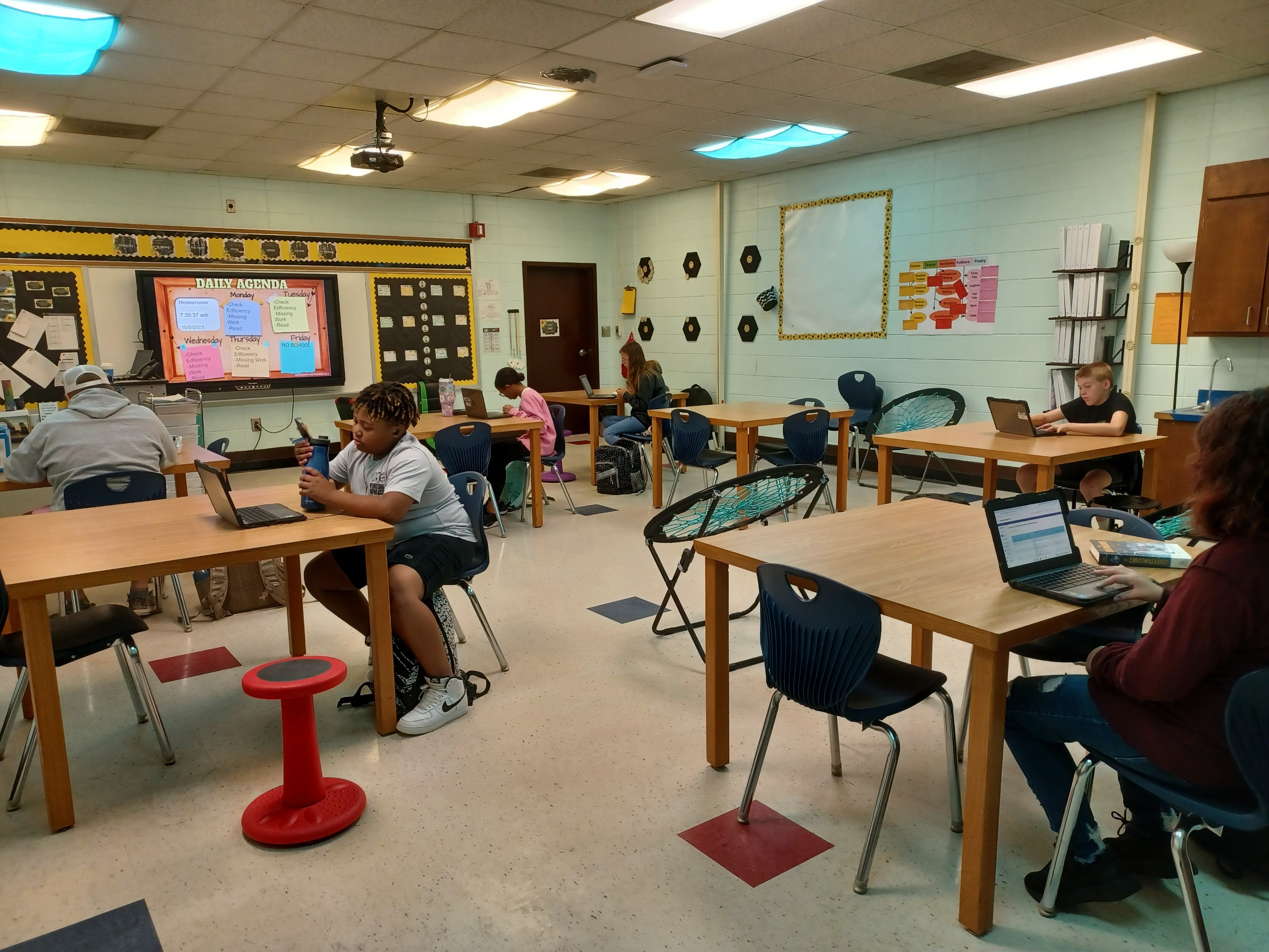 Middle School Students Working