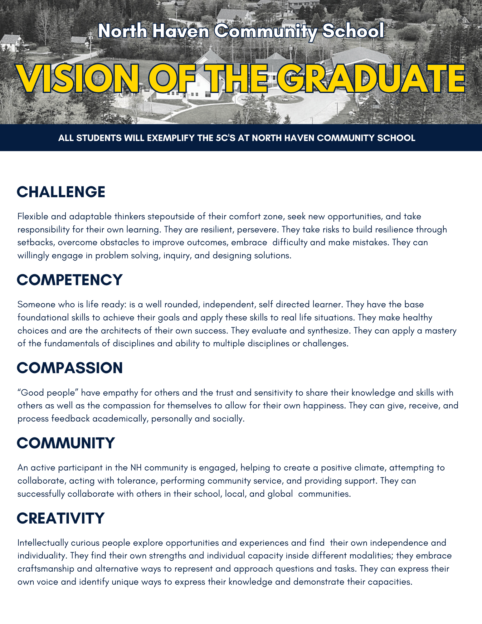 Vision of the Graduate | North Haven Community School