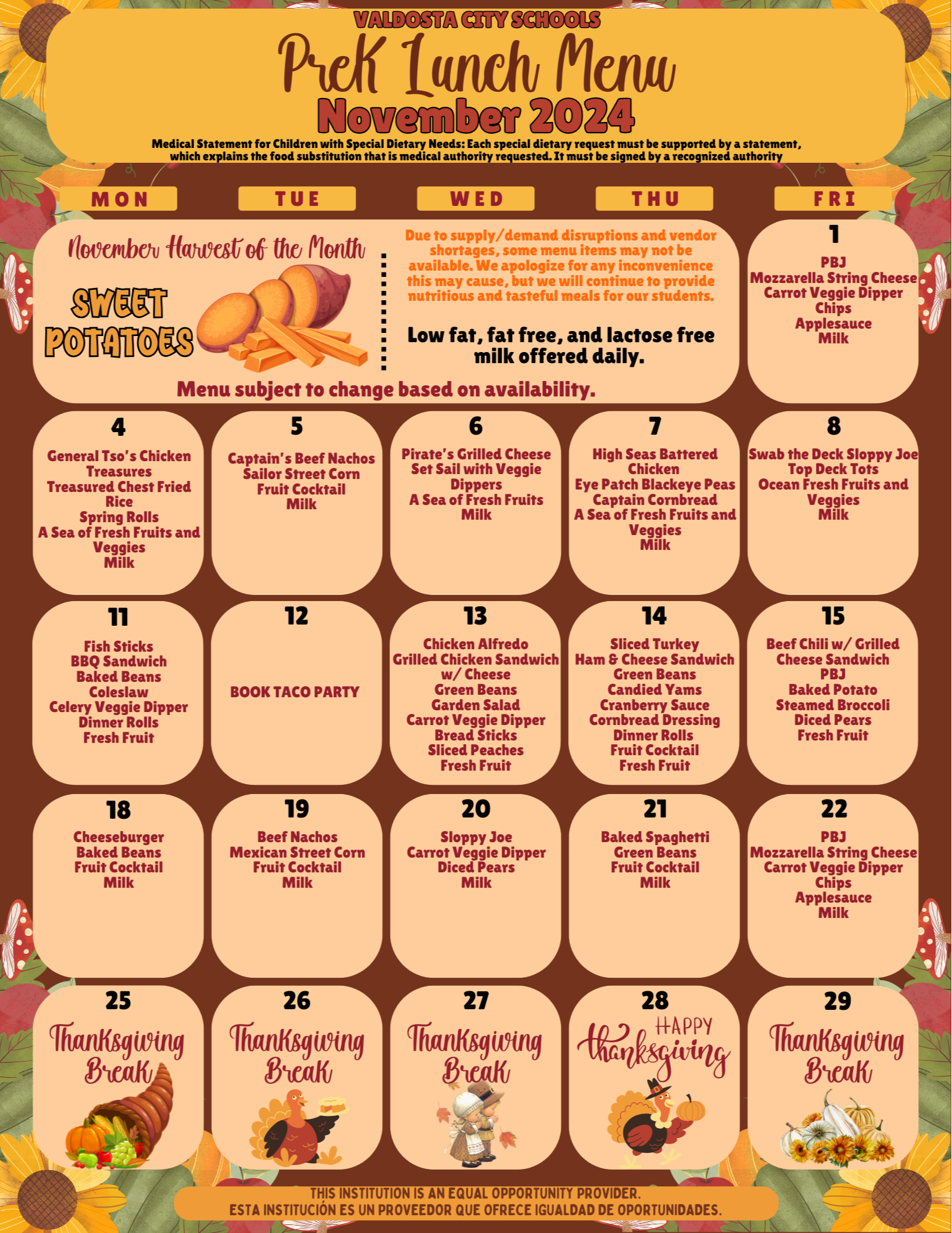 School Breakfast & Lunch Menus | Valdosta City Schools