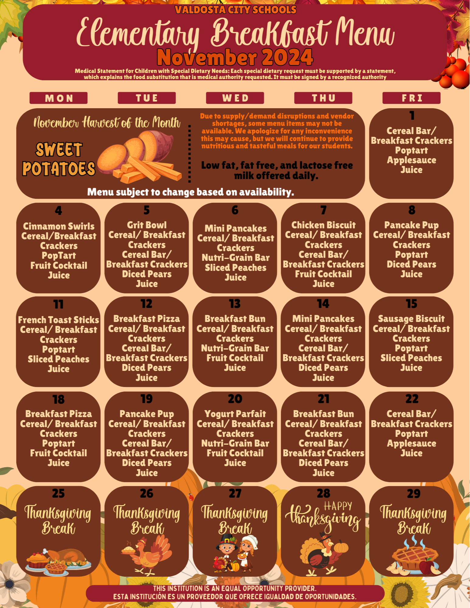 School Breakfast & Lunch Menus | Valdosta City Schools