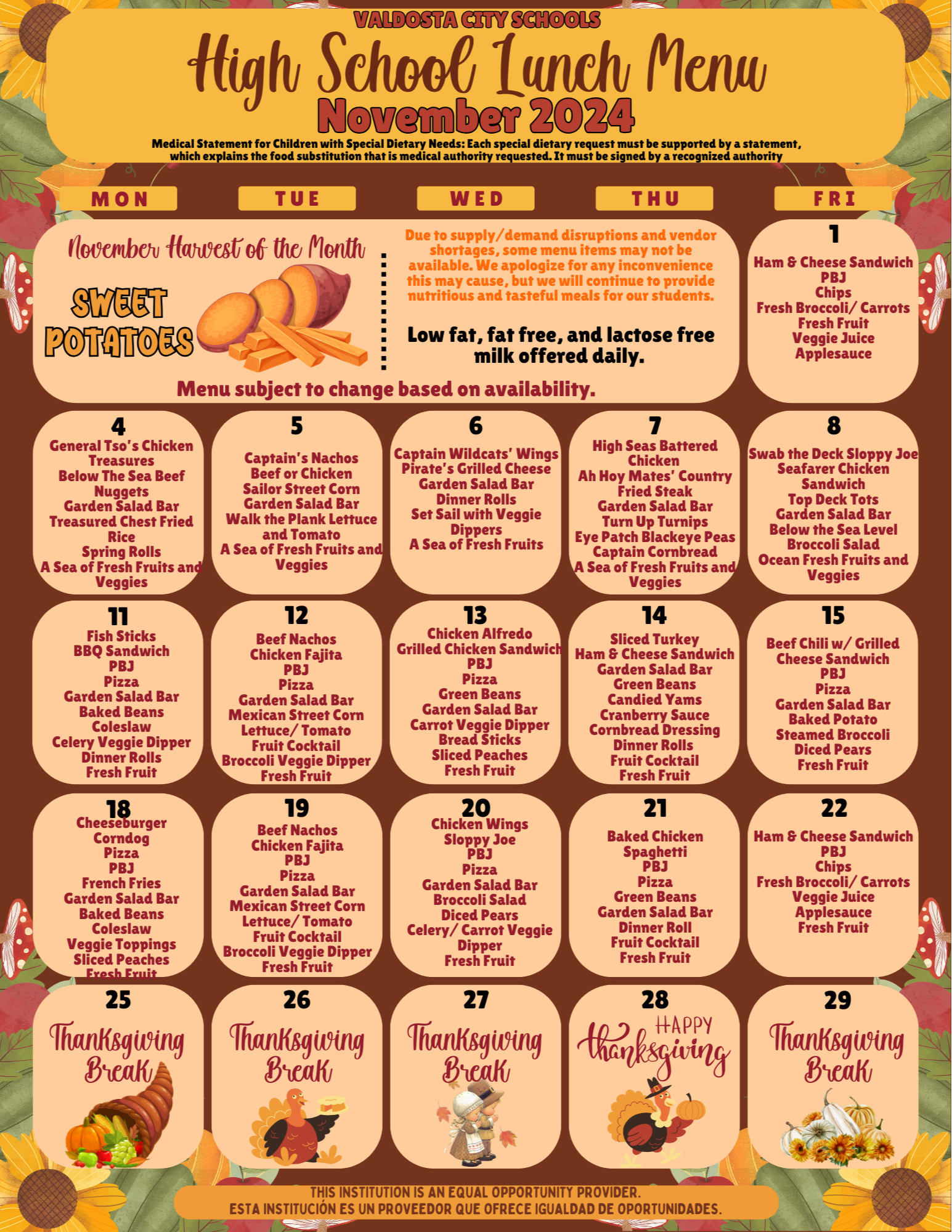 School Breakfast & Lunch Menus | Valdosta City Schools