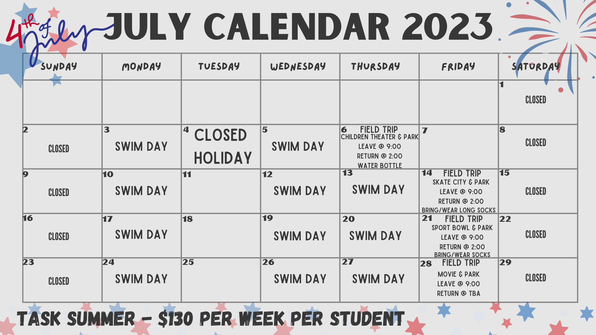 TASK Calendar and Activities | Tea Area School District