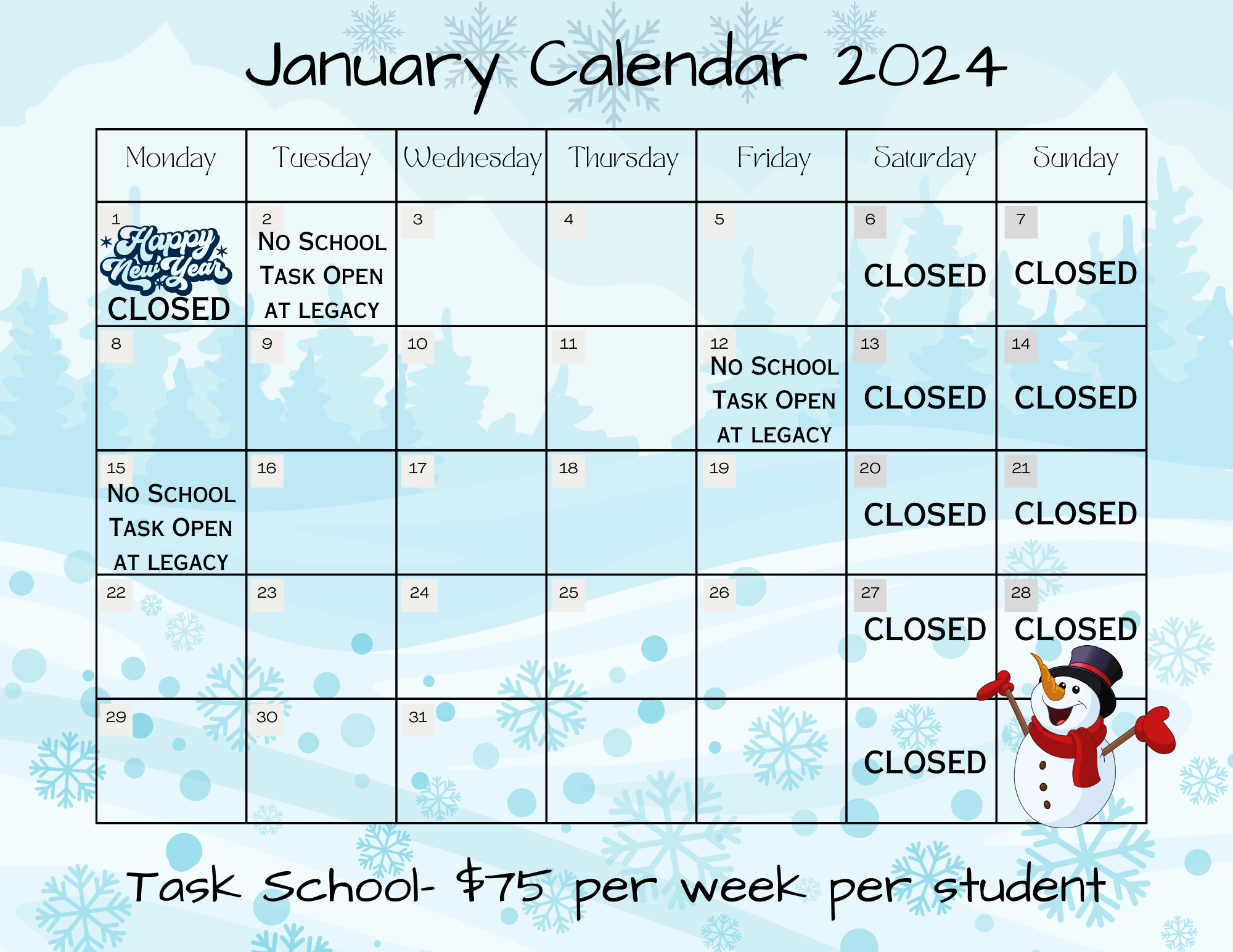 TASK Calendar and Activities | Tea Area School District