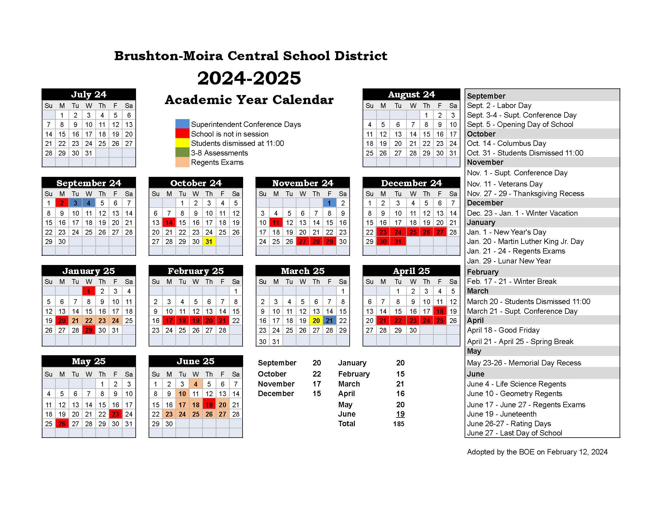 Calendars | Brushton-Moira CSD